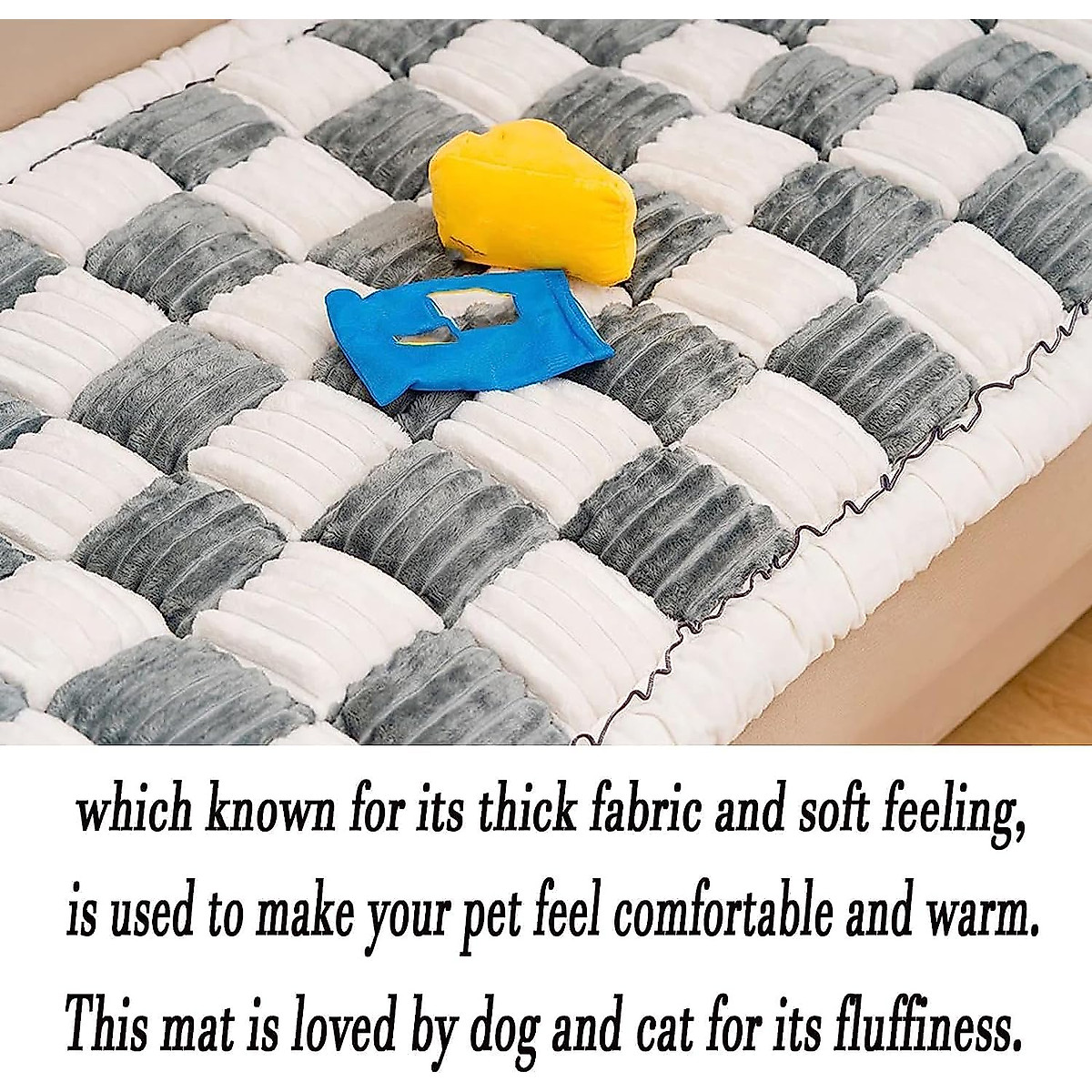 INFLAG Cream-Coloured Large Plaid Square Pet Mat Bed Couch Cover, Funny Fuzzy Couch Cover, Garden Cotton Protective Couch Cover Adapt for Dog Bed Covers (Grey,19.6 * 19.6 in)