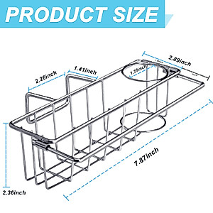 QMLALA Sponge Holder for Double Kitchen Sink, 3-in-1 Sink Caddy, Brush, Dish Towel, Sponge Sink Organizer Liquid Drainer Rack - SUS304 Stainless Steel