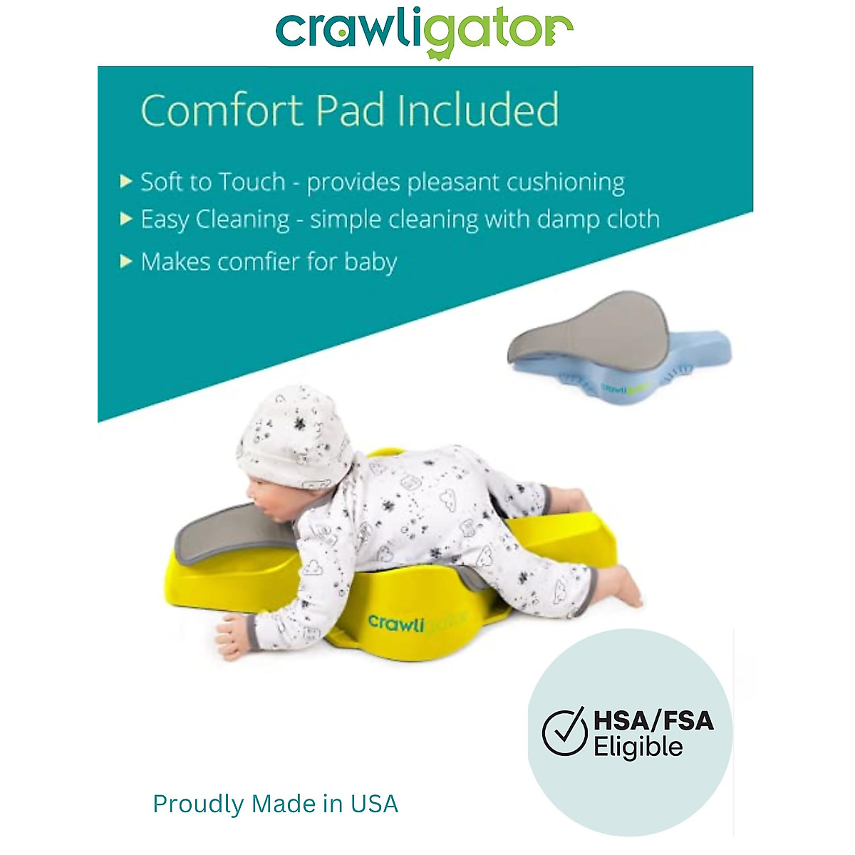 Crawligator Tummy Time Toy I Provides Mobility for Infants 4-12 Months I Early Childhood Dev (Green)