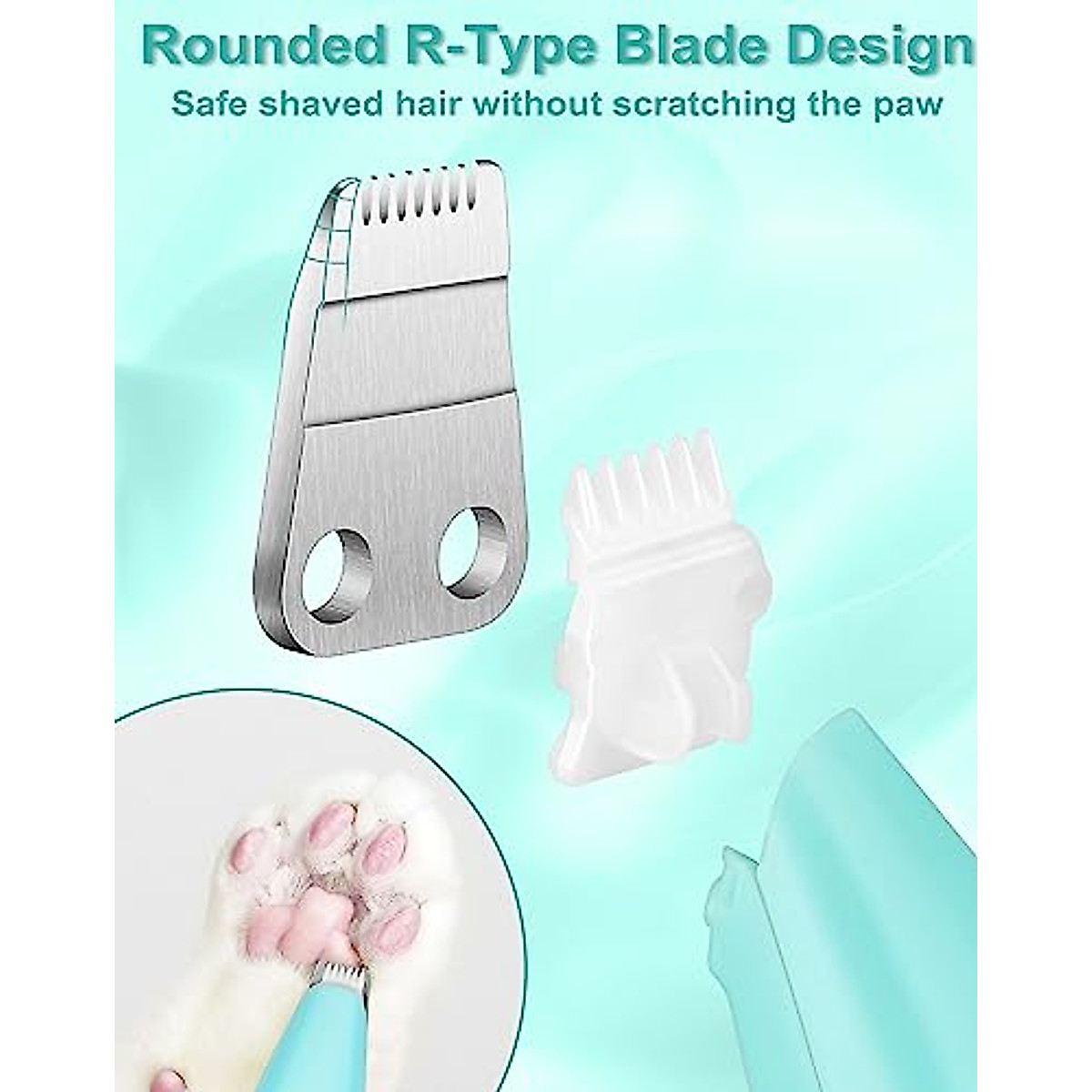 lexflext Dog Grooming Clippers, Dog Paw Trimmer with Detachable Ceramic Blade for Trimming Small Areas of Pet's Hair, Low Noise Paw Grooming Shaver for Cat's Eyes Face Ears Paws (Blue)