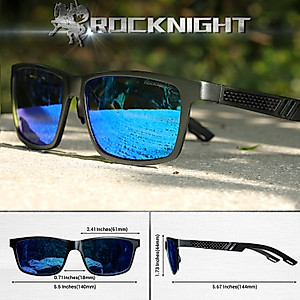 ROCKNIGHT HD Polarized Sunglasses for Men Fishing Blue Sunglasses Mirrored Casual Beach Sunglasses for big head