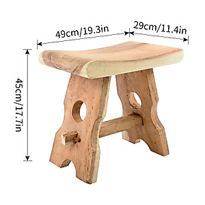RUN.SE Solid Wood Shower Bench 19" Bathroom Stool Footrest for Bathroom Kitchen Living Room Bedroom Entryway, Fully Assembled (Suar Wood)
