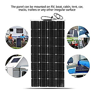 EBTOOLS Monocrystalline Solar Panel, Outdoor 18V 100W Semi Flexible Solar Panel Battery Power Charger for Car/Boat