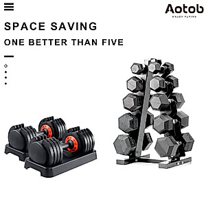 AOTOB 55 lbs (Pair) Adjustable Dumbbell Set, Dumbbells Adjustable Weights with Anti-Slip Fast Adjust Turning Handle, Dumbbell Sets Adjustable for Men and Women, Dumbbells Pair for Home Gym Exercise