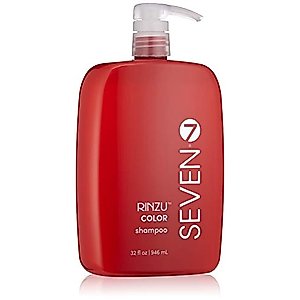 SEVEN Rinzu COLOR Shampoo Hair Care for Color-Treated Hair, Sulfate Free, Moisturizes, Strengthens & Extends Color Retention with Aloe, Vitamin B5, Sunflower Seed for Men & Women, Made in USA, 32 Oz