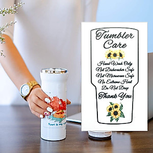 50 Tumbler Care Cards, Tumbler Care Instructions, Tumbler Care and Cleaning Cards, Cup Care Instructions Sun Flower