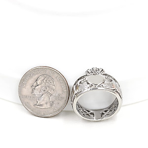 Uloveido Hands Heart Claddagh Design Crown Rings for Men Women Best Friend Promise Love Rings Size 9 Y1729