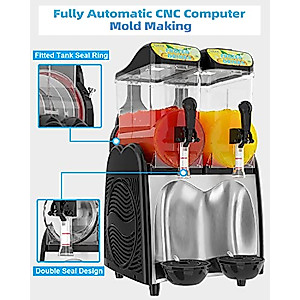 GSEICE Commercial Slushy Machine, 3.2 Gals X 2 Tanks Margarita Machine 110V Slushy Maker Machine for Slush, Frozen Margarita, Frozen Drink Machine for Restaurants Bars Pool Parties