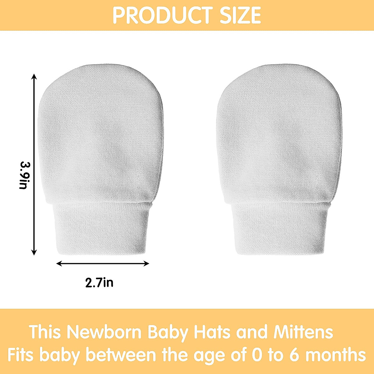 4 Pairs Newborn Baby Mittens Infant No Scratch Mittens Gloves 0-6 Months (Gray, Navy Blue, Black, Dark Gray)