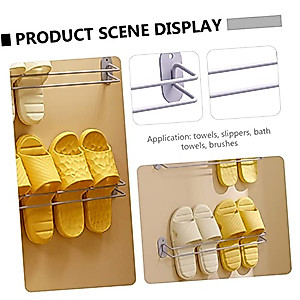 WATIIFUFU 1pc Shoe Storage Rack Adhesive Shoe Organizer Bathroom Towel Rod Wall Mounted Shoe Rack Towel Holder Wall Shoe Rack Organizer Towel Racks Wall-Mounted Carbon Steel Sandal Rack