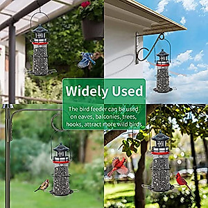 HSHD Solar Lighthouse Bird Feeder with Rotating Beacon Lamp - 14" Hanging Mesh Wild Bird Feeders for Outdoor Garden Patio Lawn Decor (Retro)