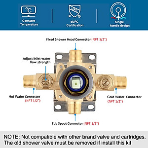 POP SANITARYWARE Shower Faucet Set with Tub Spout Oil-Rubbed Bronze, Tub and Shower Trim Kit with 6 Inch Shower Head, Bathroom Single Handle Tub and Shower System, Rough-in Valve Included