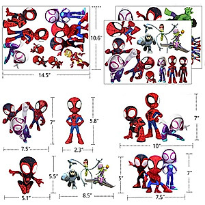 Spiderman and His Amazing Friends Wall Decals Stickers Peel and Stick Cartoon Wall Decals for Boys Room Removable Wall Art Mural Decor for Baby Girls Kids Nursery Bedroom