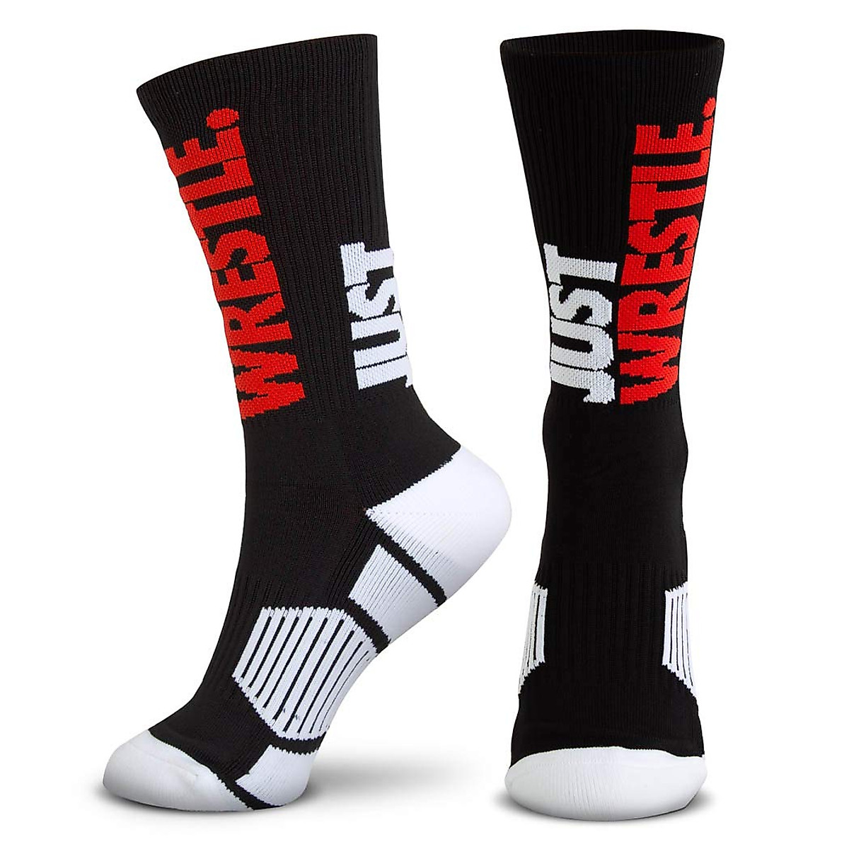 ChalkTalkSPORTS Just Wrestle Woven Mid-Calf Socks | Black | Size Large
