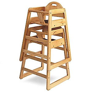 LA Baby Commercial Grade Stack-Able Solid Wood High Chair for Restaurant & Home Use - Natural