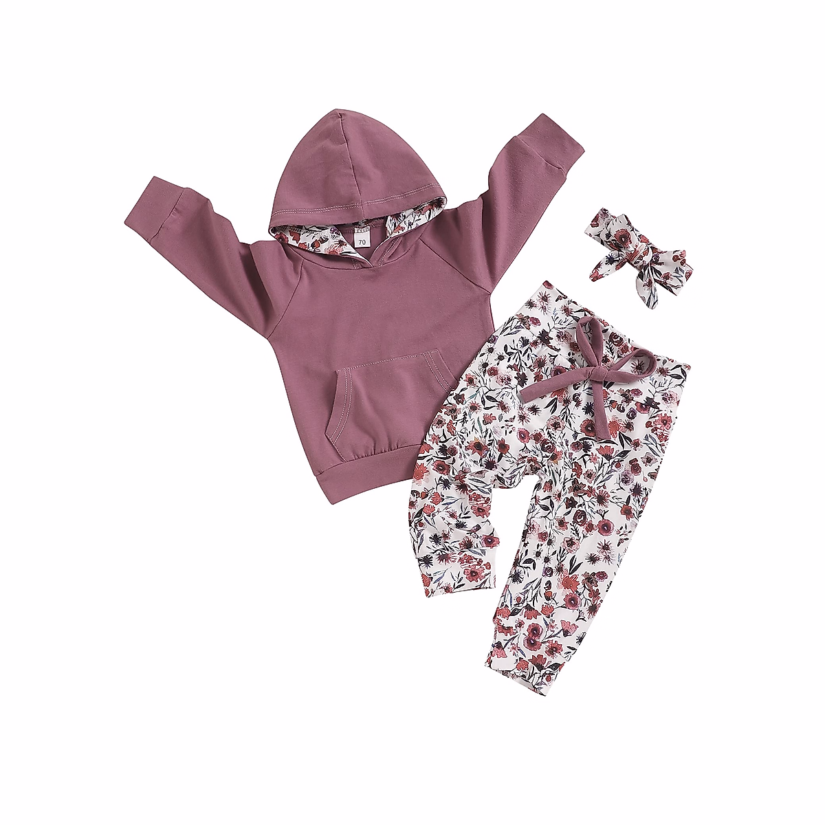 Winter Clothes for Baby Girl 18-24 Months Long Sleeve Hoodie Flower Printed Pants Winter Outfits Sets