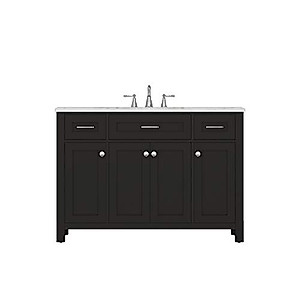 Alya Bath HE-101-48-E-CWMT Norwalk Single Bathroom Vanity with Carrera Marble Top and No Mirror, 48", Espresso