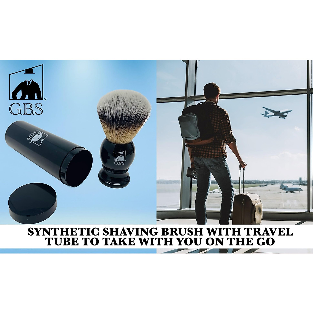 G.B.S Shaving Set for Sensitive Skin, Includes Steel Lather Bowl, Lavender and Citrus Aftershave Balm, Lavender and Citrus Shave Soap and Synthetic Shave Brush with Travel Tube