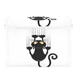 Blueangle Collapsible Storage Boxes 1 Pack, Cat Paw Print Storage Baskets with Lids and Handle for Home Bedroom Closet Office（905）