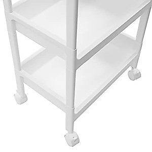Fichiouy 4-Layer Floor Standing Shelf Units Rolling Utility Cart, Plastic Mobile Shelving Unit Storage Drawer Carts for Kitchen/Bathroom/Office White