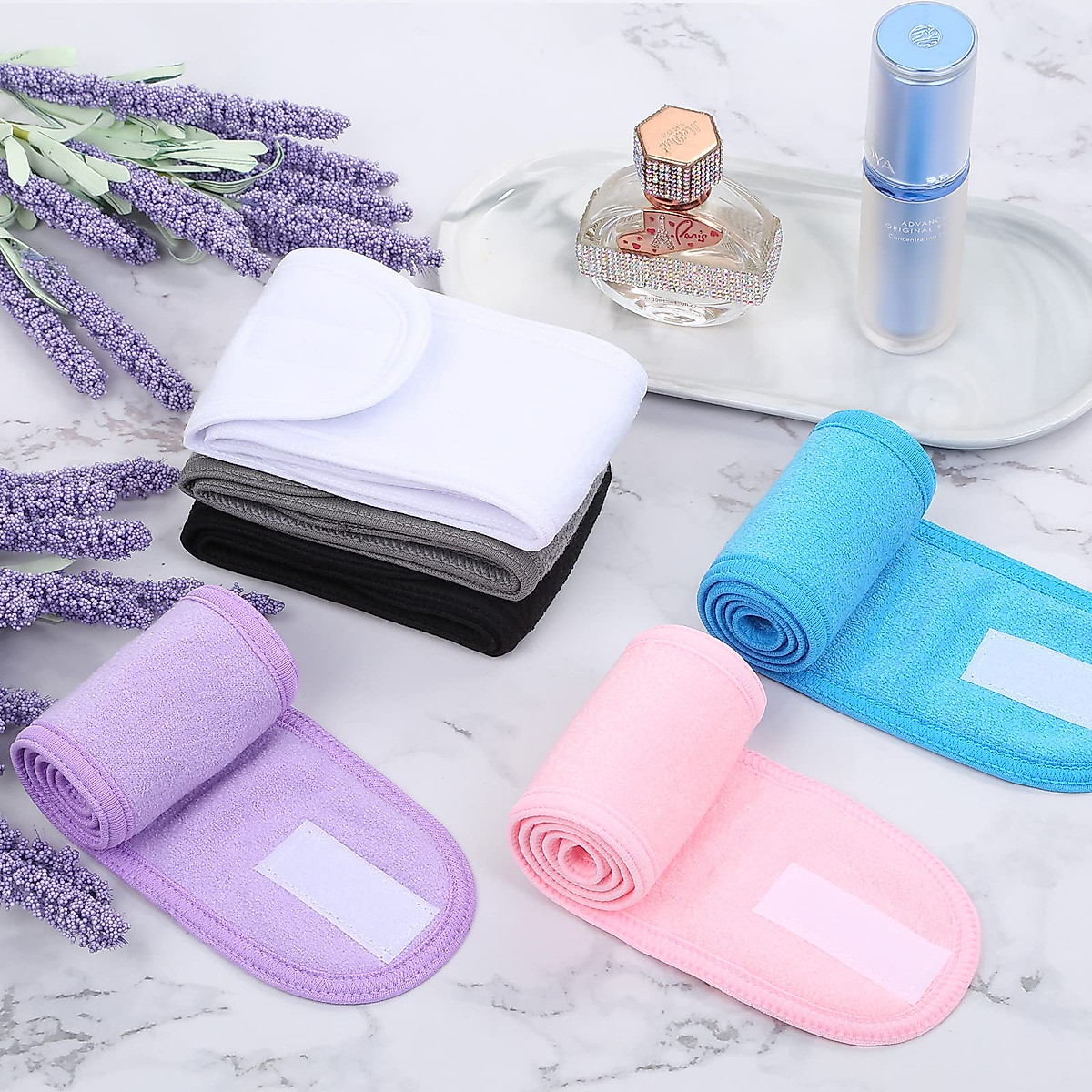 Sublaga Spa Headband Hair Wrap, Sweat Headband Head Wrap Hair Towel Wrap Non-slip Stretchable Washable Makeup Headband for Face Wash (6pcs colorful)