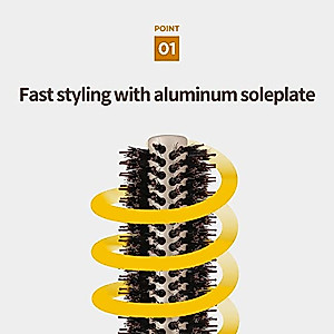 gloss&glow Hair Brush, Bore Bristle Round Hot Curling Hair Brush, Thermal Ceramic & Ionic Tech, Roller Hairbrush for Blow Drying, Curling, Straightening, Add Volume & Shine (2 inch, Barrel 0.7 inch)