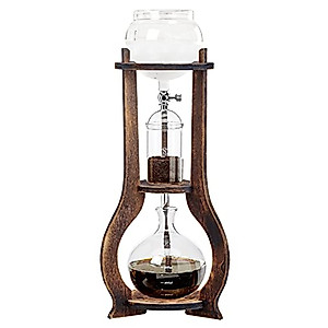 Nispira Iced Coffee Cold Brew Drip Tower Coffee Maker Wooden, 6-8 cup