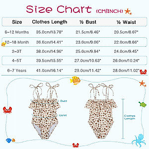 Zando Little Girls Bathing Suits One Piece Ruffle Kids Swimsuits One-Piece Baby Girls Swimsuit Size 4-5 Girls' Ruffle Sling Swim Suits UPF 50+ Beach Girls Bathing Suit 4-5 Years C Khaki Flowers 4-5T