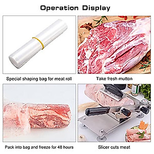 Manual Frozen Meat Slicer, Stainless Steel Meat Cutter Beef Mutton Roll Meat Cheese Food Slicer Vegetable Sheet Slicing Machine, Deli Slicer for Home Kitchen