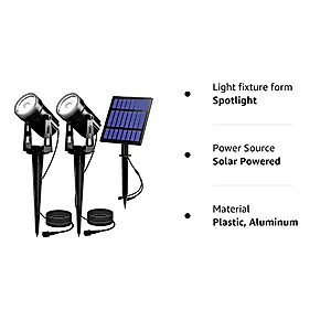 T-SUN 2W Solar Spotlights, LED Solar Powered Landscape Lights Outdoor Waterproof Solar Security Wall Lights Auto ON/Off Dual Head Light for Garden Yard Patio(Cold White)