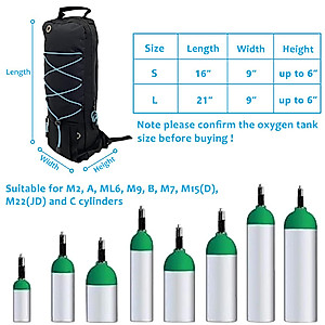 MUROCEA Oxygen Tank Backpack - Portable Cylinder Holder Bag Fits A, B, C, D, M2, ML6, M7 O2 Tank Carrier Pouch Accessories, 600D Oxford (21" Lx9 W)