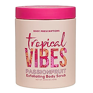 Body Prescriptions Exfoliating Body Scrub | 21.16 Oz Body Cleanser Infused with Passionfruit | Daily Body Wash for Nourished and Ultra Smooth Skin, ?Tropical Vibes?