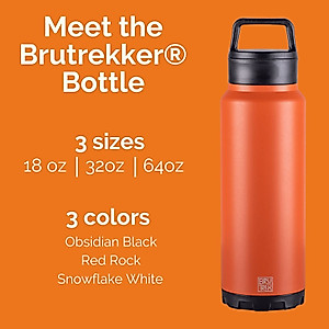 BruTrekker Bottle - Insulated Stainless Steel Tumbler Mug Keeps Drinks Hot or Cold - 2 Piece Drink and Pour Lid - Reusable Coffee Water or Beer Growler (64 fl.oz, Snowflake White)