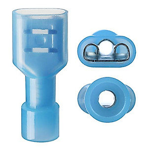 100 Pcs XHF 16-14 AWG Nylon Female Spade Connectors Quick Disconnect Wire Terminals Insulated Wire Crimp Connectors Blue
