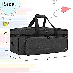 LUXJA Double-layer Carrying Case Compatible with Cricut Die-Cut Machine, 2 Layers Bag Compatible with Cricut Explore Air (Air 2) and Maker (Patent Design), Black