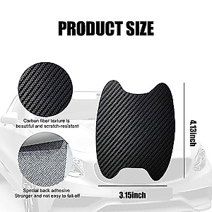 Dewkou 4 PCS Car Door Handle Sticker, Carbon Fiber Door Handle Cover, Leather Car Side Door Handle Sticker, Universal Car Door Handle Protective Film (Black)