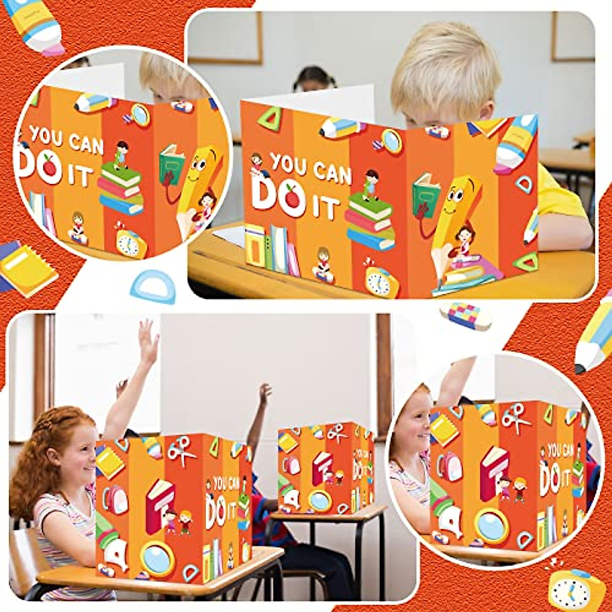 12 Pcs Privacy Boards Classroom Privacy Screen Bright Colored Desk Privacy Panel Classroom Desk Dividers for Students Privacy Folders for School Teacher Student Study Test Office Supplies (Elegant)