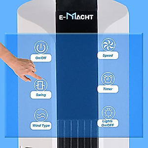 Oscillating 35 Inch Tower Fan with Remote, Quite Smart Cooling Fans with 3 Speed Setting and Auto-off Timer, Electric Standing Bladeless Fan for Bedroom Home Office Dorm Living Room, White