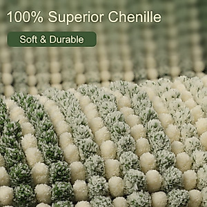 BSICPRO Bathroom Rugs, Bath Mat Rug for Bathroom Non Slip 17 x 24 Inches Water Absorbent Chenille Bathroom Floor Mats Machine Washable (Sage and Cream)