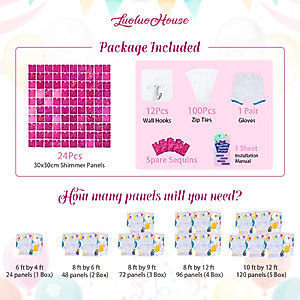 Shimmer Wall Backdrop Hot Pink Shimmer Wall Panels Valentines Backdrop Glitter Photo Background Sequin Backdrop for Birthday Anniversary Wedding Engagement Decoration,Pack of 24