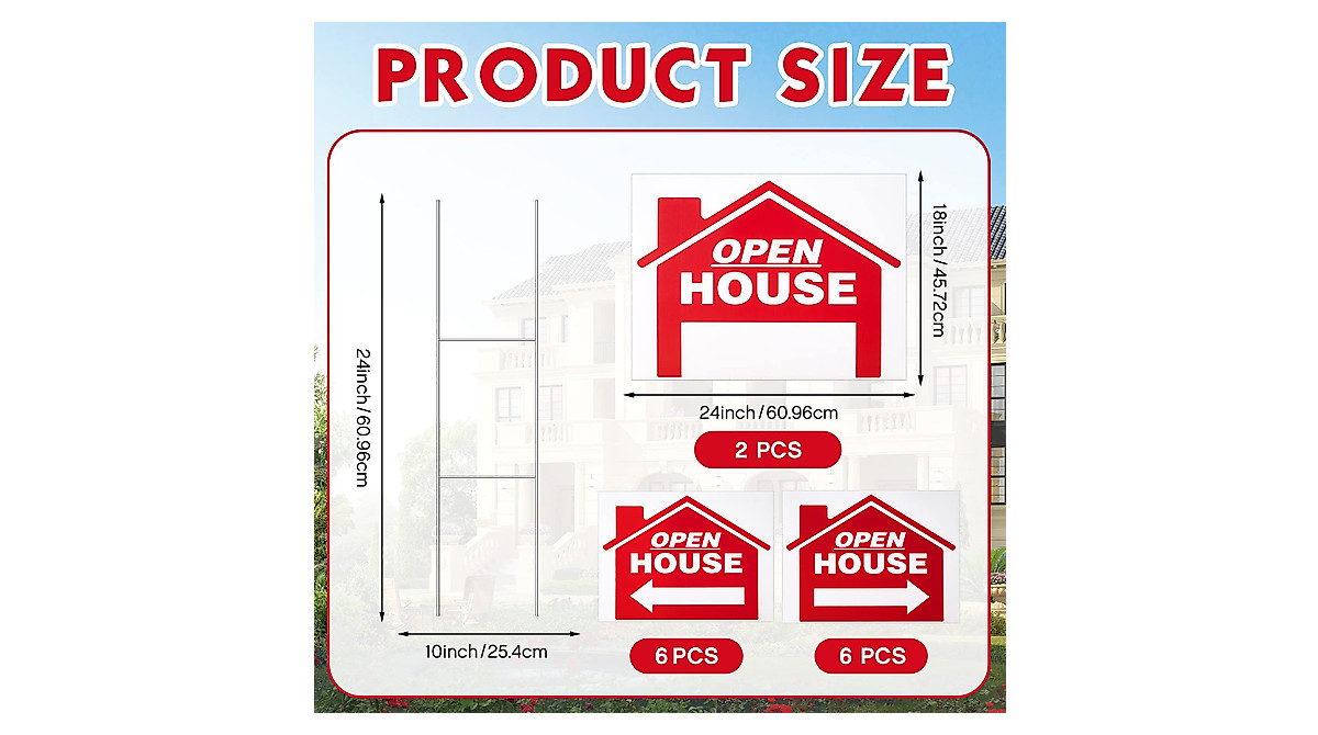 14 Pack 24 x 18 Inch Open House Sign Double Sided Real Estate Sign ...