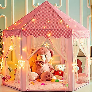 EVOIONOS Pink Hexagon Rug for Princess Tent , Fluffy Area Rug for Kids Room , 4.6X4 FT , for Girls Tent , Furry Soft Nursery Rug , Fuzzy Plush Carpet for Teen Girls Bedroom