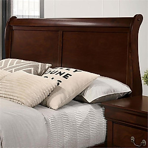 Furniture of America Jussy Transitional Solid Wood Cal King Sleigh Bed in Cherry