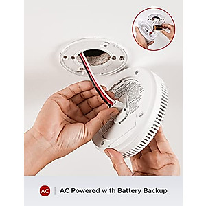 X-Sense Hardwired Smoke Detector, Hardwired Interconnected Smoke Alarm with Battery Backup, Interconnects Up to 18 AC-Powered Alarms, XP04-S, 1-Pack