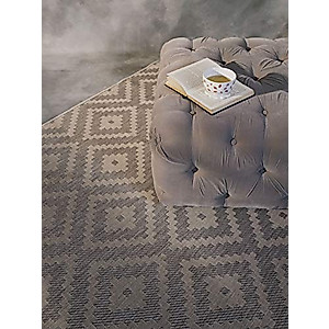 Furnish my Place Outdoor Collection Accent Diamond Rug - 5 ft. 3 in. x 7 ft. 6 in. Dove, Moroccan Water Proof Rug for Bedrooms, Gardens, Patio