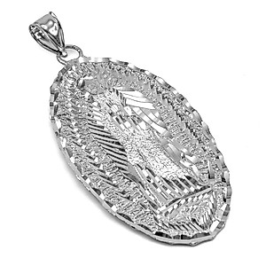Religious Jewelry 925 Sterling Silver Miraculous Medal Charm Blessed Our Lady of Guadalupe Extra Large Pendant