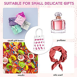 Silkfly 24 Pcs Clear Gift Bag with Handles Wedding Reusable Plastic Small Gift Bag with Polka Dot PVC Gift Wrap Bag for Party Favor Christmas Wedding Birthday(5.9 x 7.9 x 2.8 Inch,Pink)