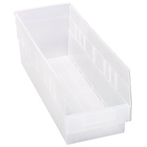 QUANTUM STORAGE SYSTEMS High Density QSB204CLCS Solid Part Organizer Clear Bins 18" L x 7" W x 6" H 20 Pack
