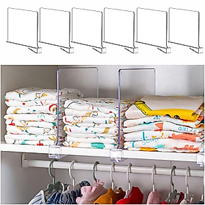 Yieach Acrylic Shelf Dividers for Closet Storage,Clear Closet Organizer for Purses and Clothes,Perfect Wood Shelf Separators for Kitchen Cabinets and Bedroom,Handbag and Clothing Dividers,Pack of 6