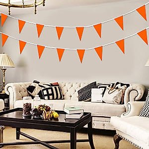 WEITBF 50ft 30pcs Orange Pennant Banners Flags String Triangle DIY Bunting Flags,Party Decorations for Grand Opening,Kids Birthday,Festival Celebration